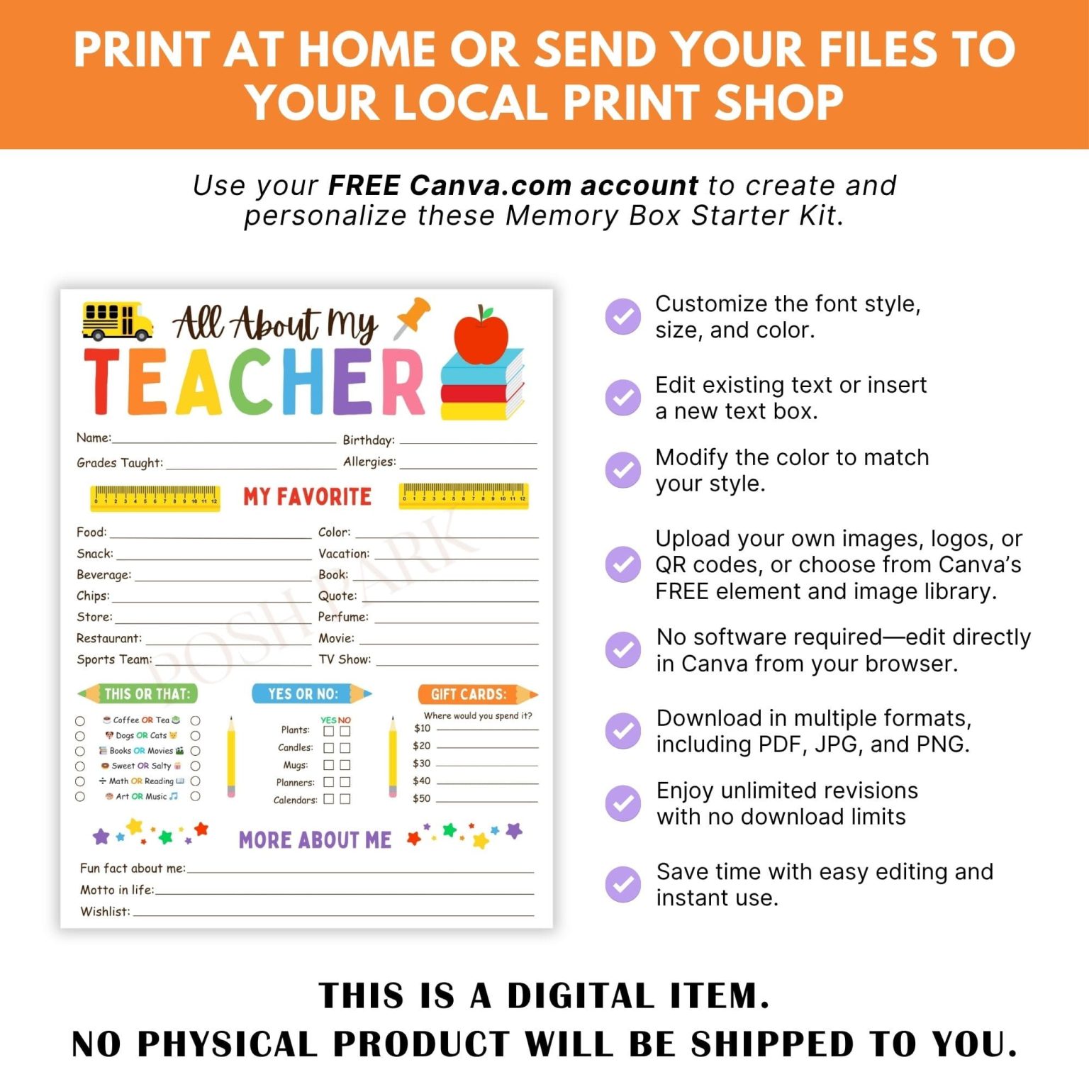 Editable Meet the Teacher Form | All About Me Back to School Digital ...