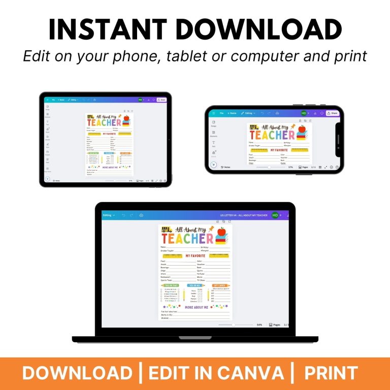 Editable Meet the Teacher Form | All About Me Back to School Digital ...