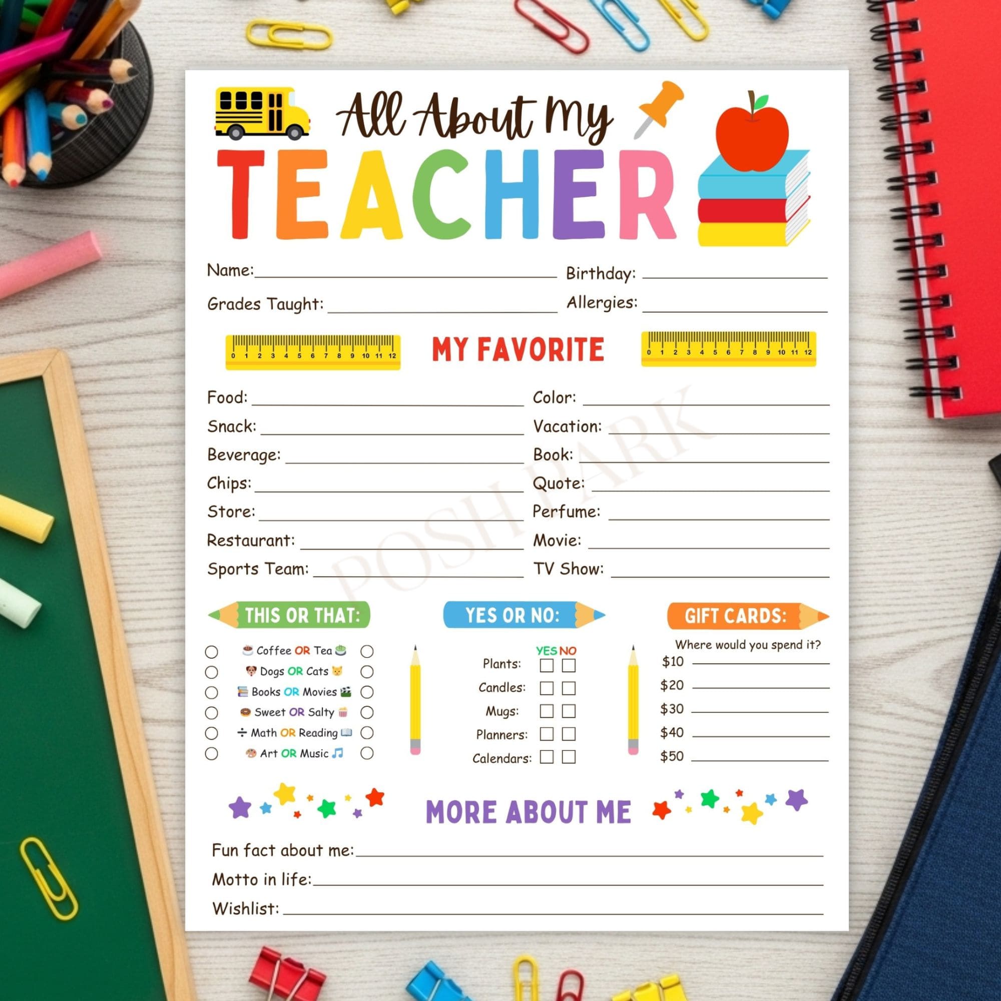 Editable Meet the Teacher Form | All About Me Back to School Digital ...