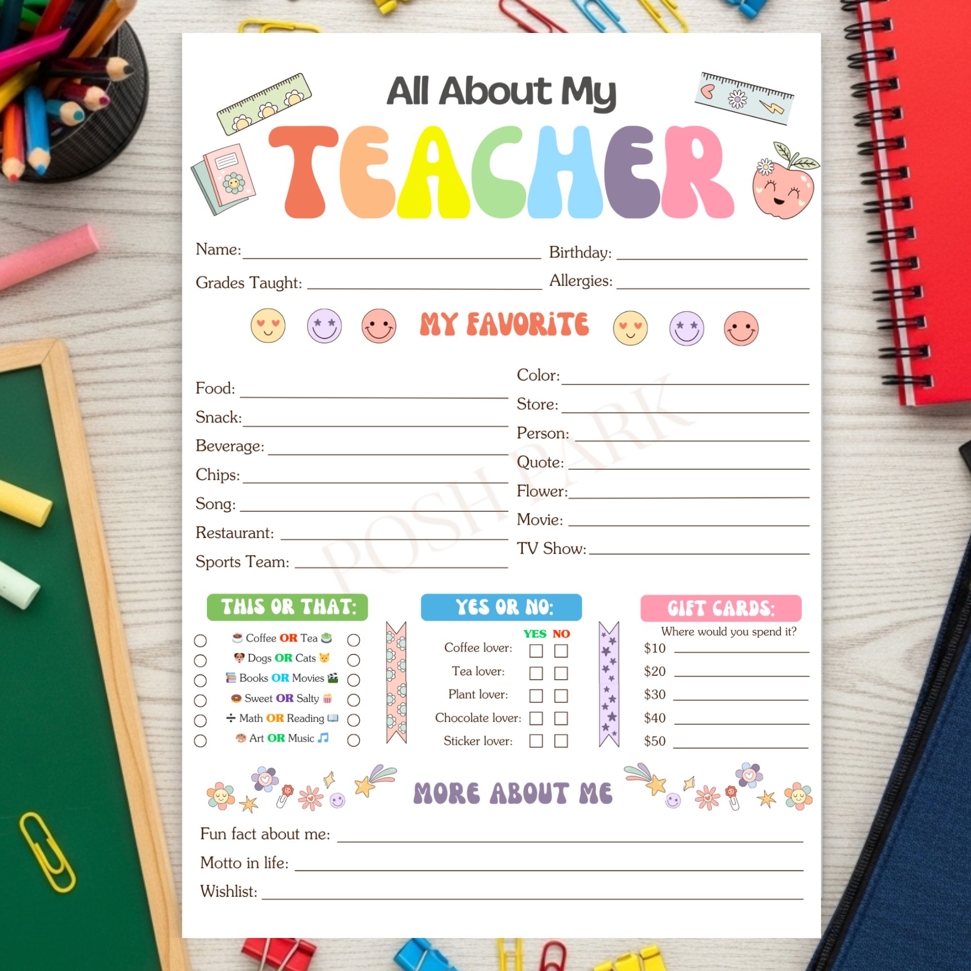 All About Me Teacher Template | Editable Back to School Digital ...