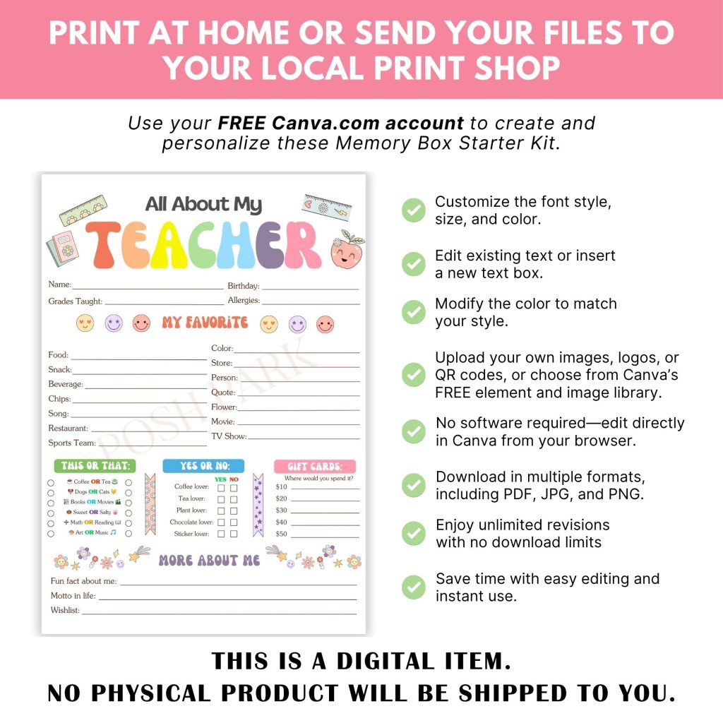 All About Me Teacher Template | Editable Back to School Digital ...