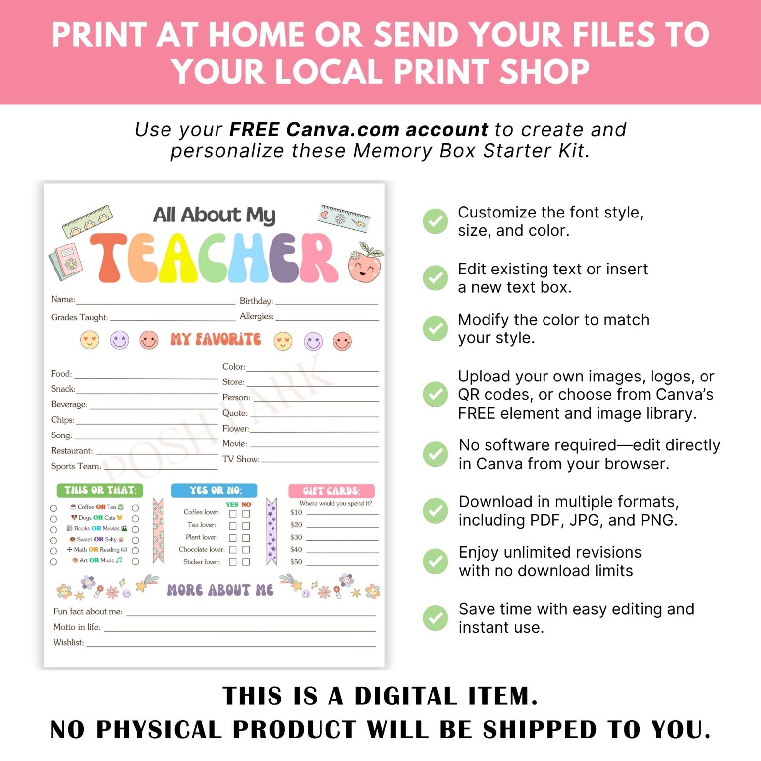 All About Me Teacher Template | Editable Back to School Digital ...