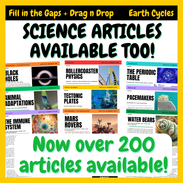 Earth Cycles | Fill in the Gaps / Drag n Drop | 2 Activity Visual Set ...