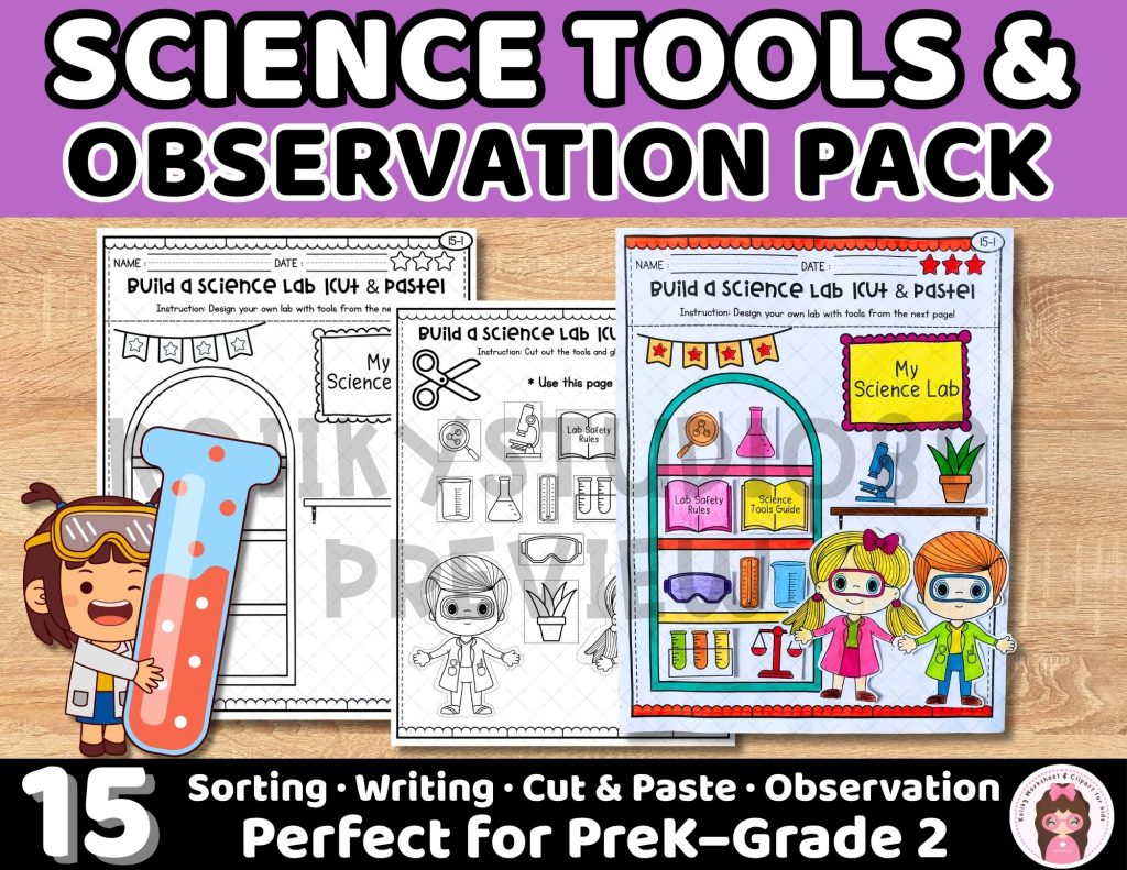 Science Tools and Observation Worksheets for PreK to Grade 2 STEM ...