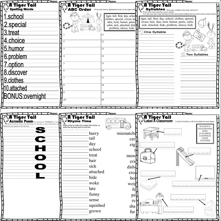A Tiger Tail Book Companion Reading Comprehension Book Companion Back ...