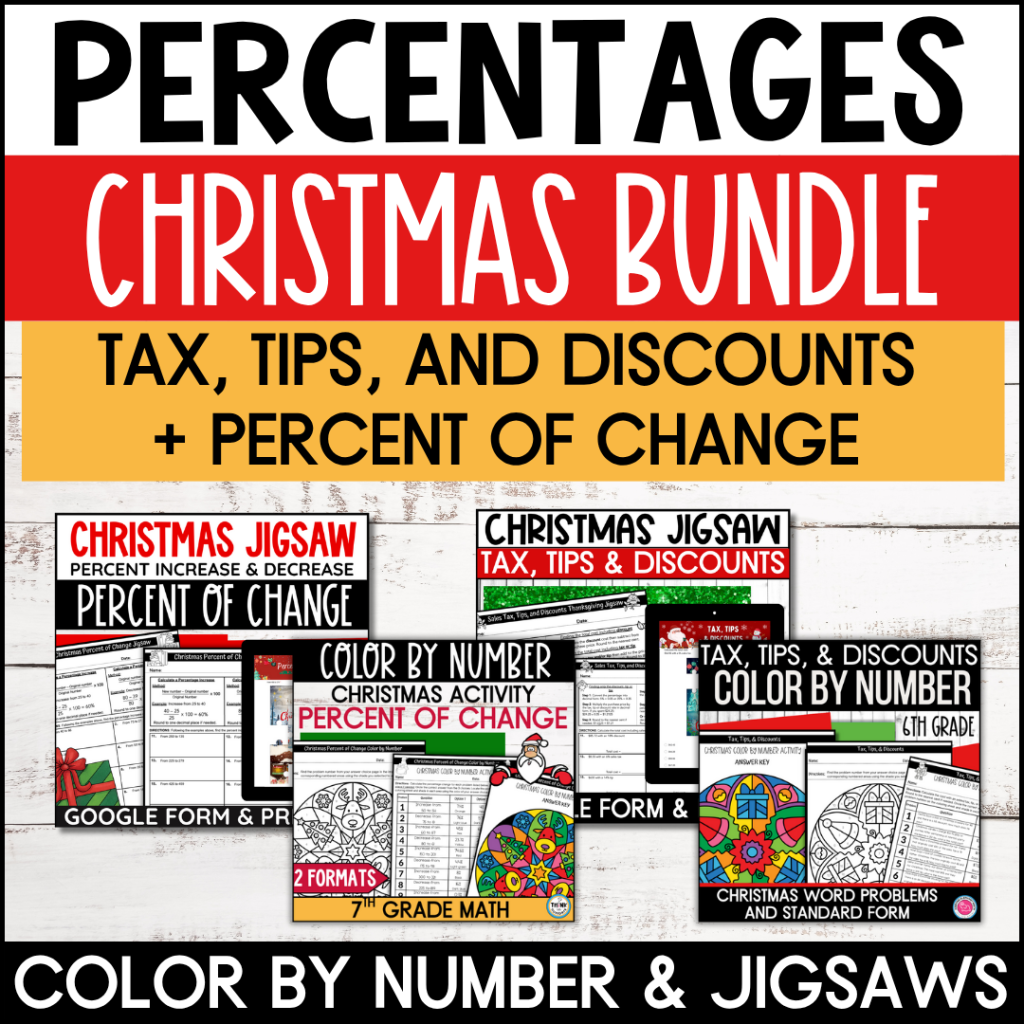 Christmas Percentages Color by Number Digital Jigsaws and Worksheets ...