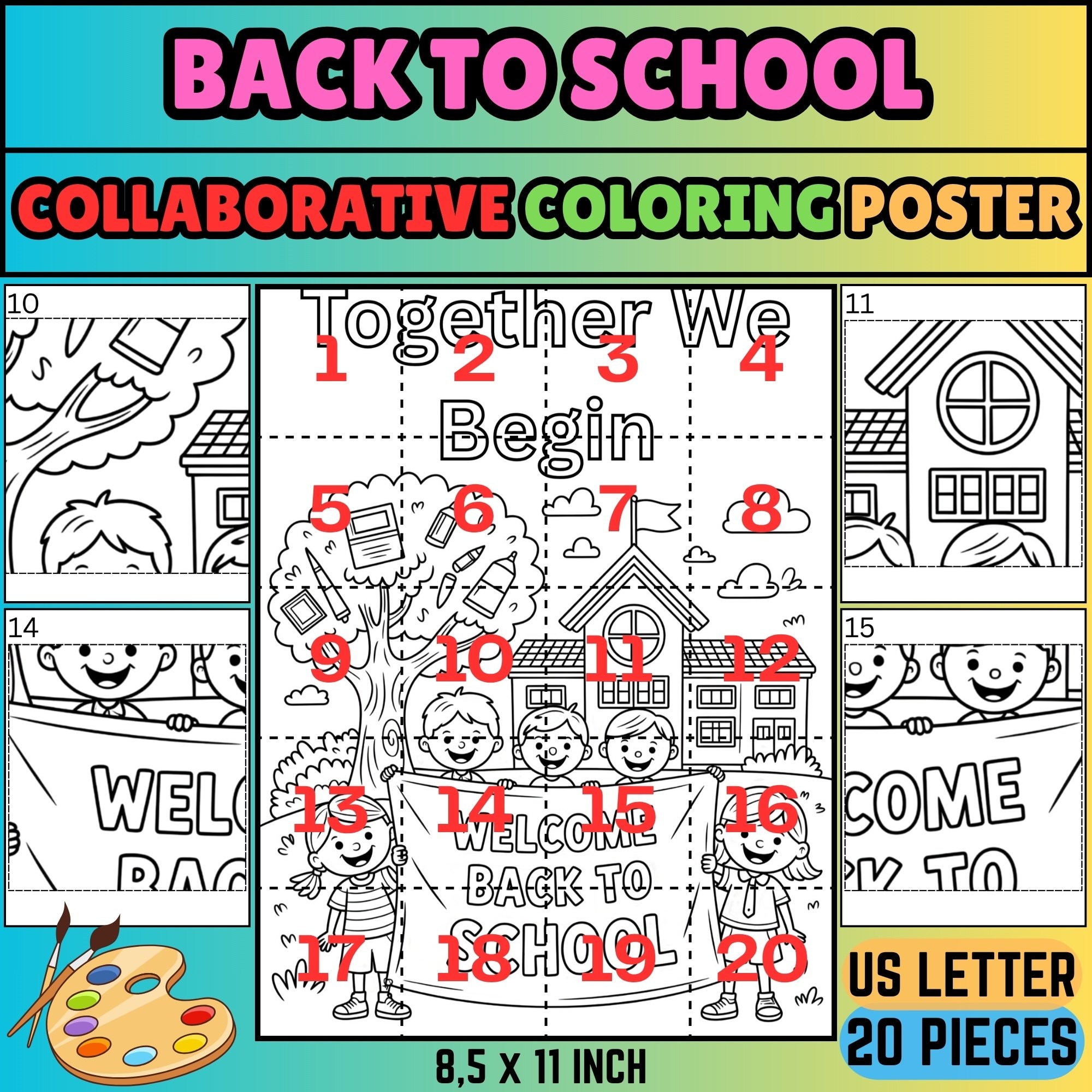 Back to School Collaborative Coloring Poster – “Together We Begin ...
