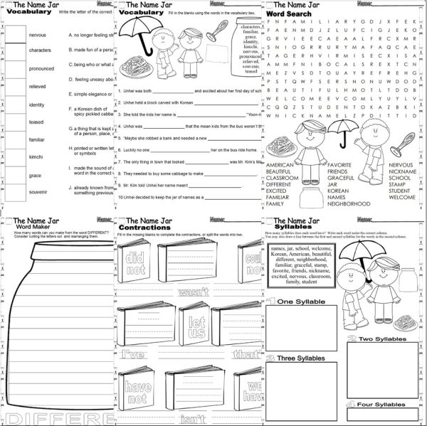 The Name Jar Read Aloud Book Companion Reading Comprehension Back to ...