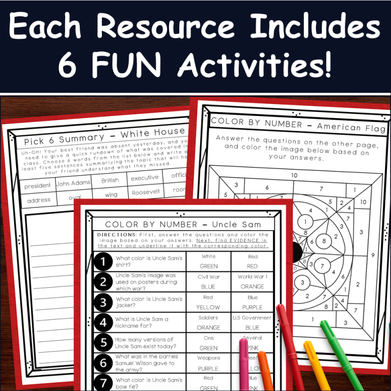 American Symbols Facts Reading Comprehension Worksheets & Activities ...