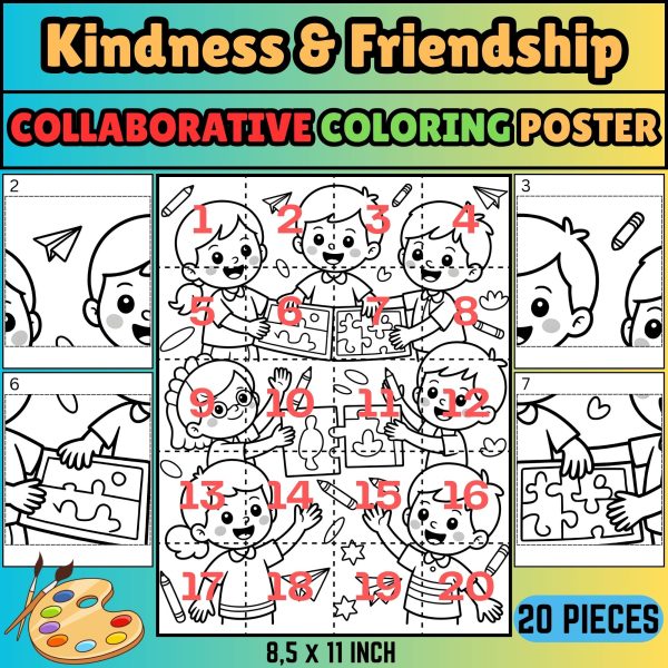 Kindness Puzzle Party – Collaborative Coloring Poster | Back to School ...