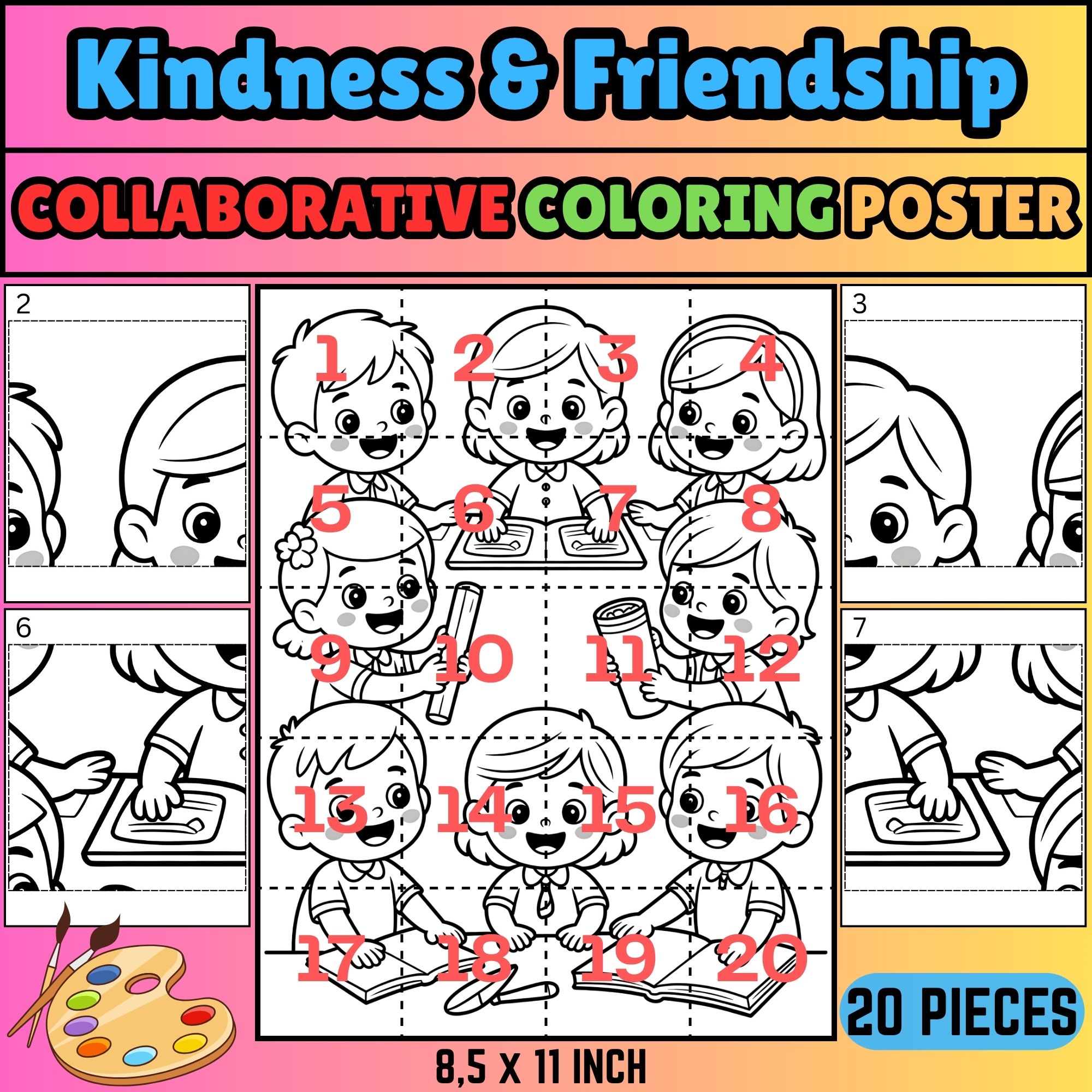 Kindness Puzzle Party – Collaborative Coloring Poster | Back to School ...