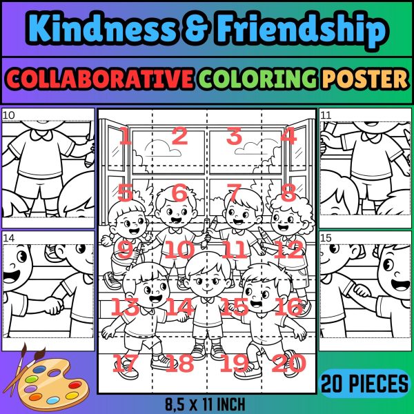 Friendship Collaborative Coloring Poster | Back to School SEL Activity ...