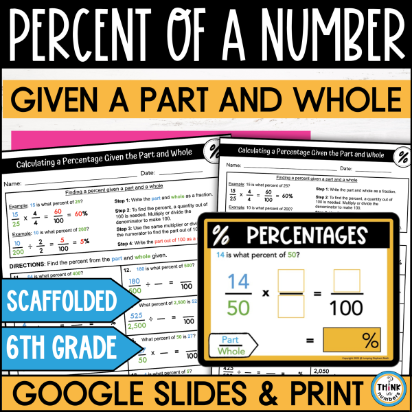 Percent of a Number: Find the Percent Google Slides and Worksheets ...
