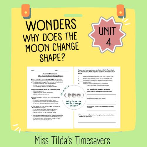 Why Does the Moon Change Shape? - Grade 4 Wonders - Made By Teachers