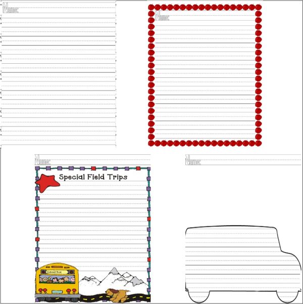 Back to School Journal Writing Shaped Paper Primary Lines 22 Pages ...