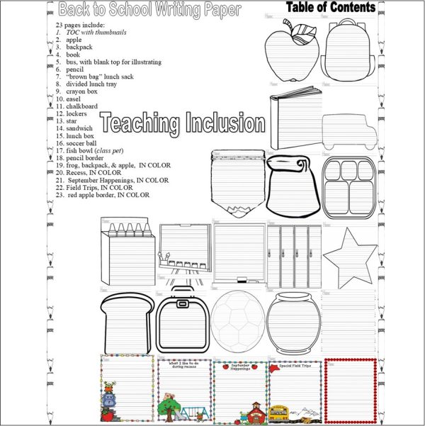 Back to School Journal Writing Shaped Paper Primary Lines 22 Pages ...