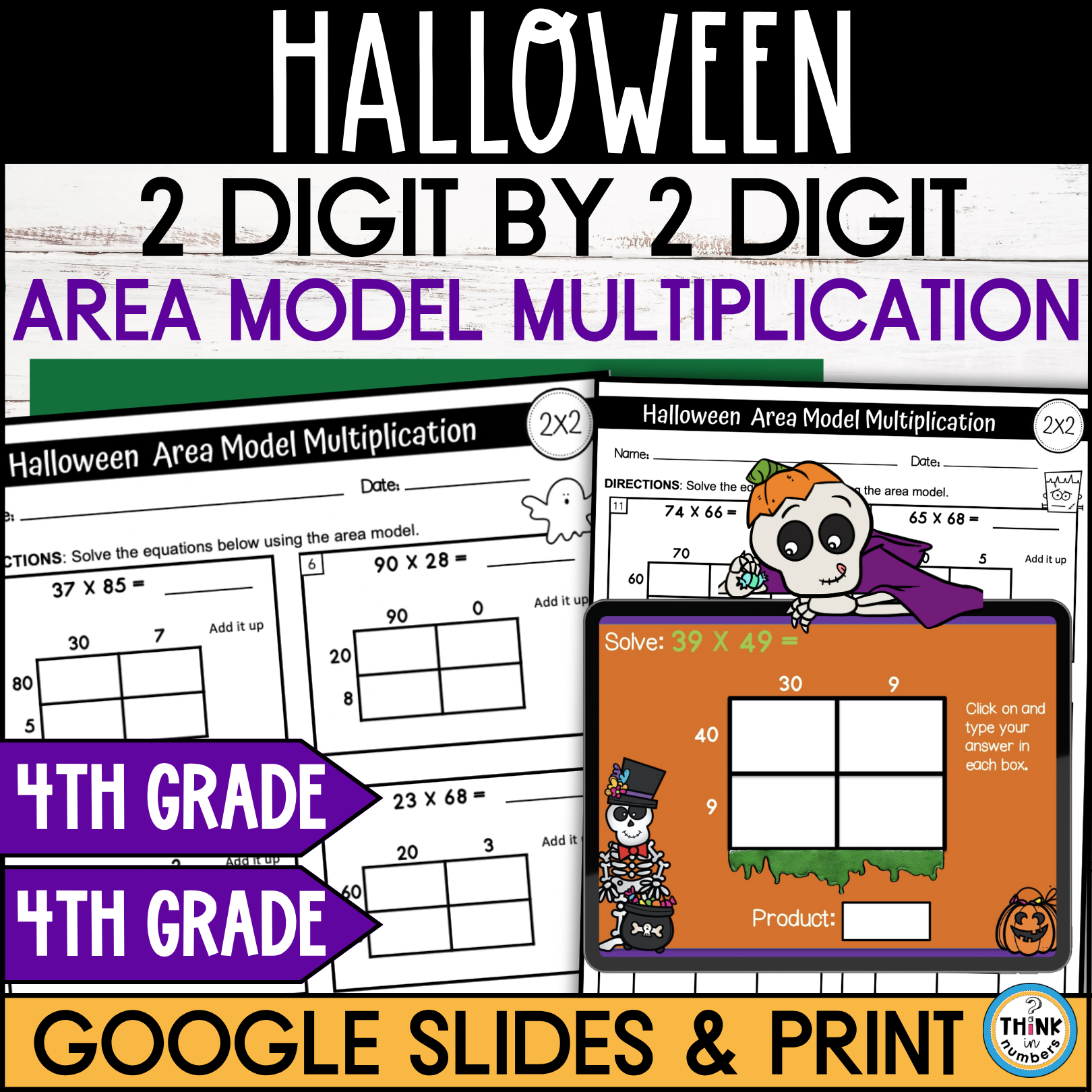 3 digit by 1 digit Area Model Multiplication Google Slides and ...