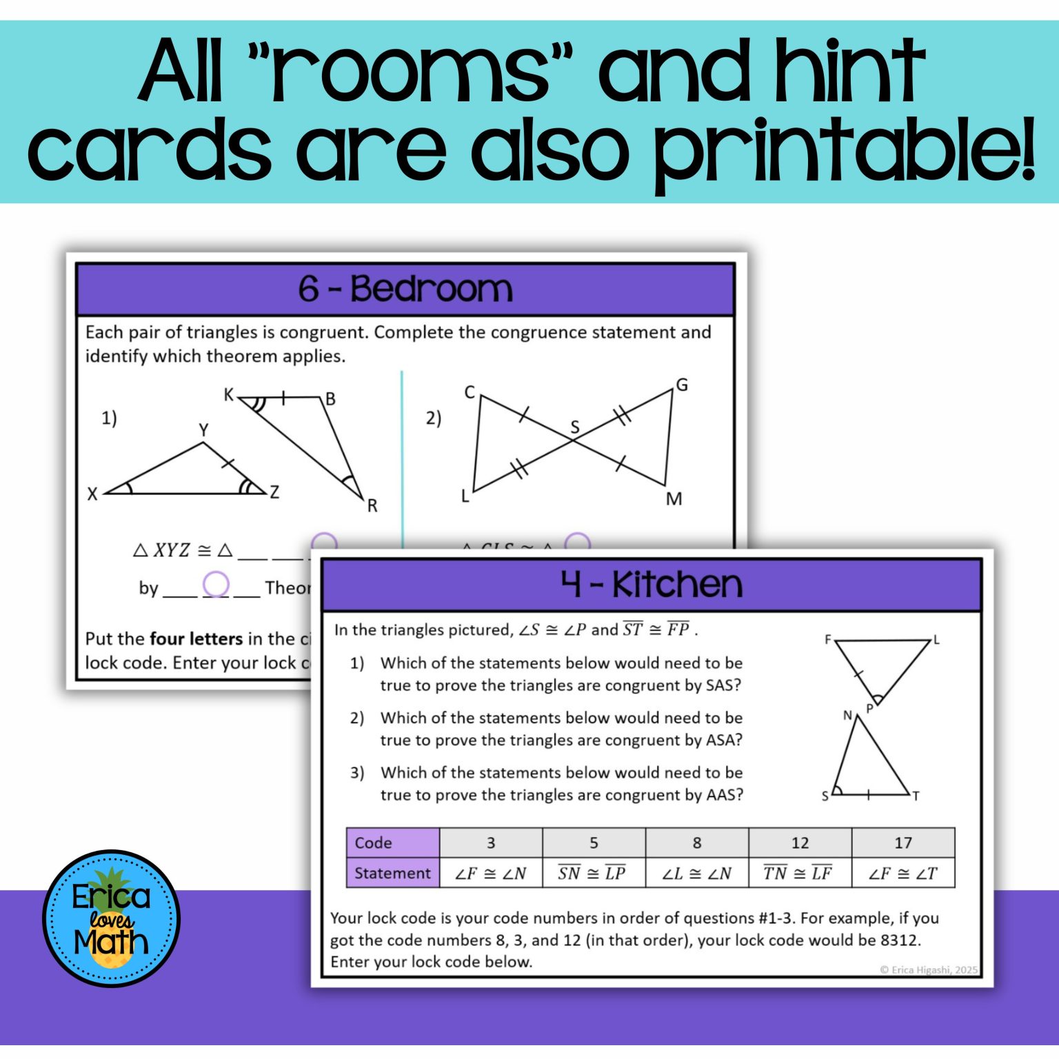 Congruent Triangles Escape Room Activity (Digital & Printable) - Made ...