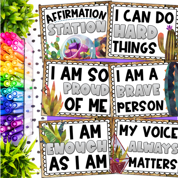 Rustic Theme Affirmation Station | Positive Classroom Decor & Mirror ...