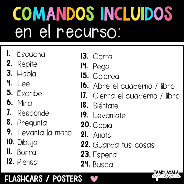 Comandos Básicos en Español para el Aula | Spanish Classroom Commands ...
