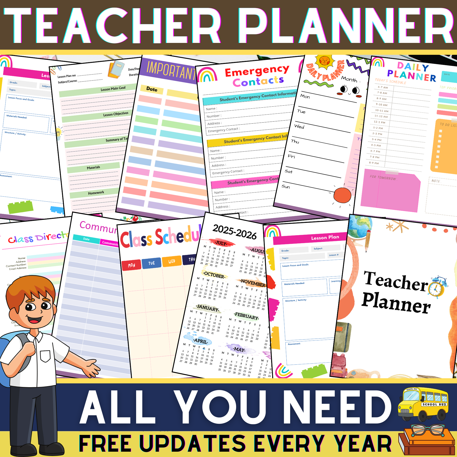 Teacher Planner 2025-2026 Printable & Editable & Digital | Weekly ...