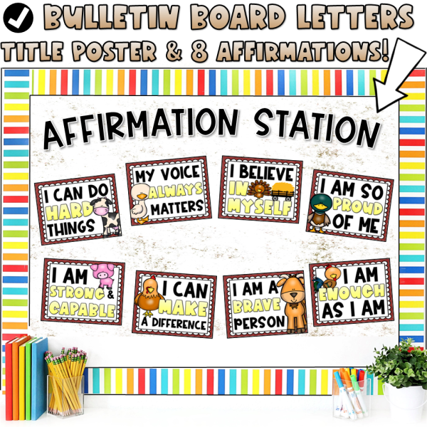 Farm Animals Affirmation Station | Positive Classroom Decor & Mirror ...