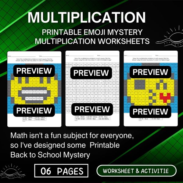 PRINTABLE EMOJI MYSTERY MULTIPLICATION WORKSHEETS | Made By Teachers
