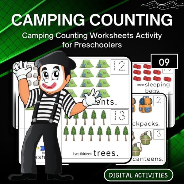 Camping Counting Worksheets Activity for Preschoolers Back to school ...