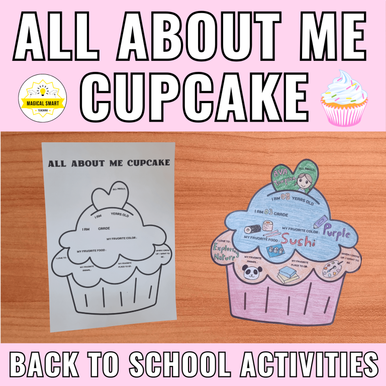 Back to School Cupcake Craft | All About Me Writing Activity Worksheet ...