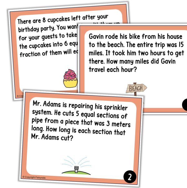 Interpreting Fractions As Division Word Problems 5th Grade Math 5.NF.B ...