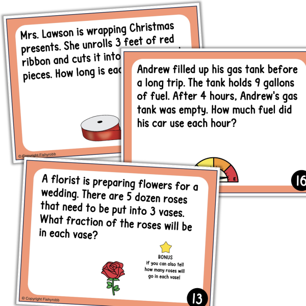 Interpreting Fractions As Division Word Problems 5th Grade Math 5.NF.B ...