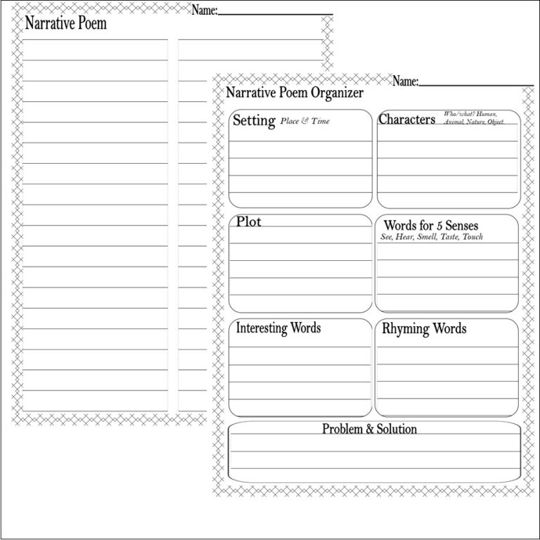 Narrative Poem Graphic Organizer Writing Worksheets | Made By Teachers