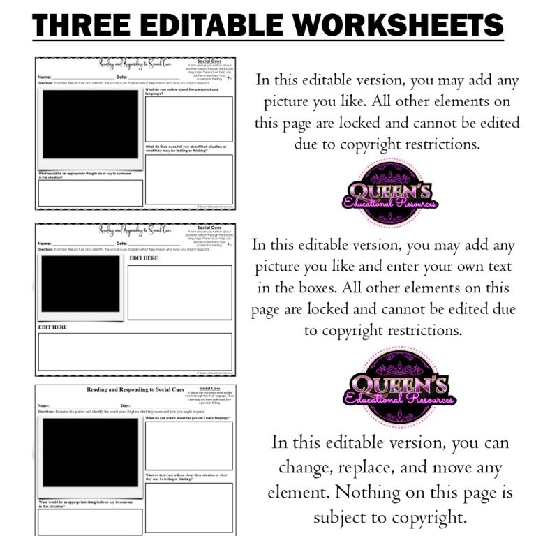 Social Cues and Body Language using Pictures Activity Worksheets and ...
