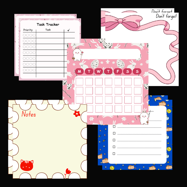 Beautiful Notepad – 63 Adorable Pages, Cute Printable Square Notepad ...