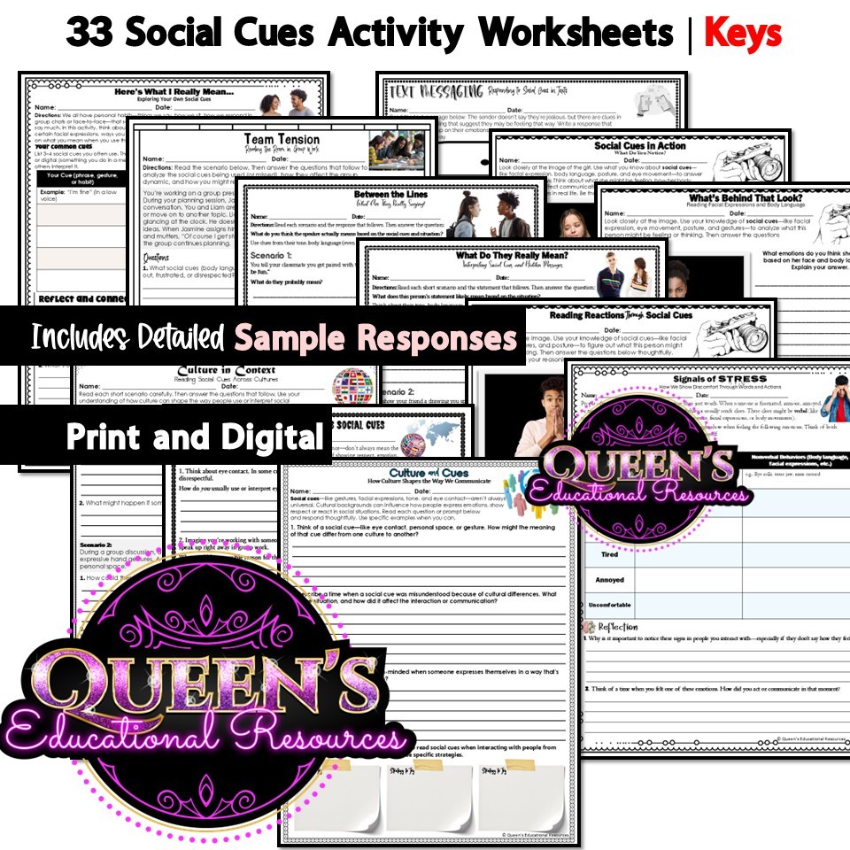 Social Cues Activities | Body Language | Nonverbal Communication ...