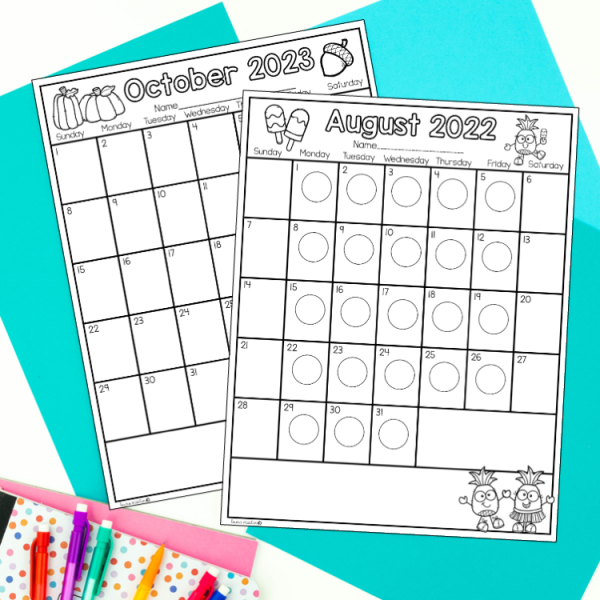 2024 - 2026 Editable Behavior Calendar - Printable Monthly Calendar ...