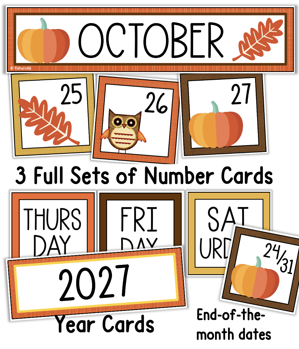 Printable Calendar Numbers FULL YEAR Monthly Pocket Chart Calendar ...