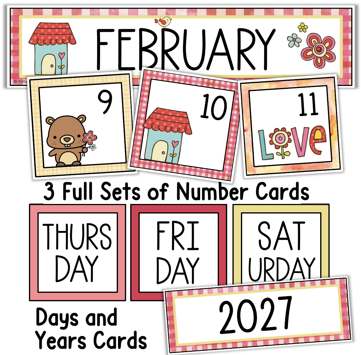 Printable Calendar Numbers FULL YEAR Monthly Pocket Chart Calendar ...