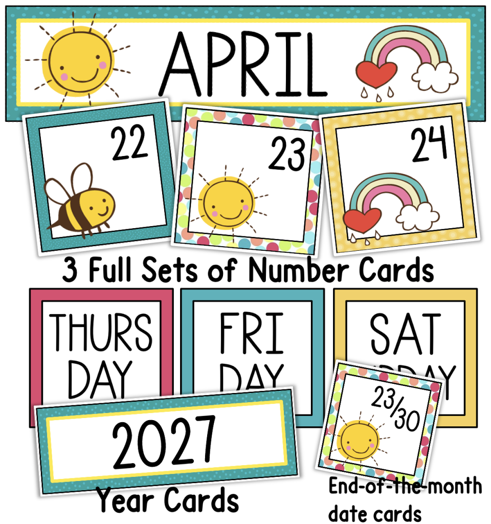 Printable Calendar Numbers FULL YEAR Monthly Pocket Chart Calendar ...