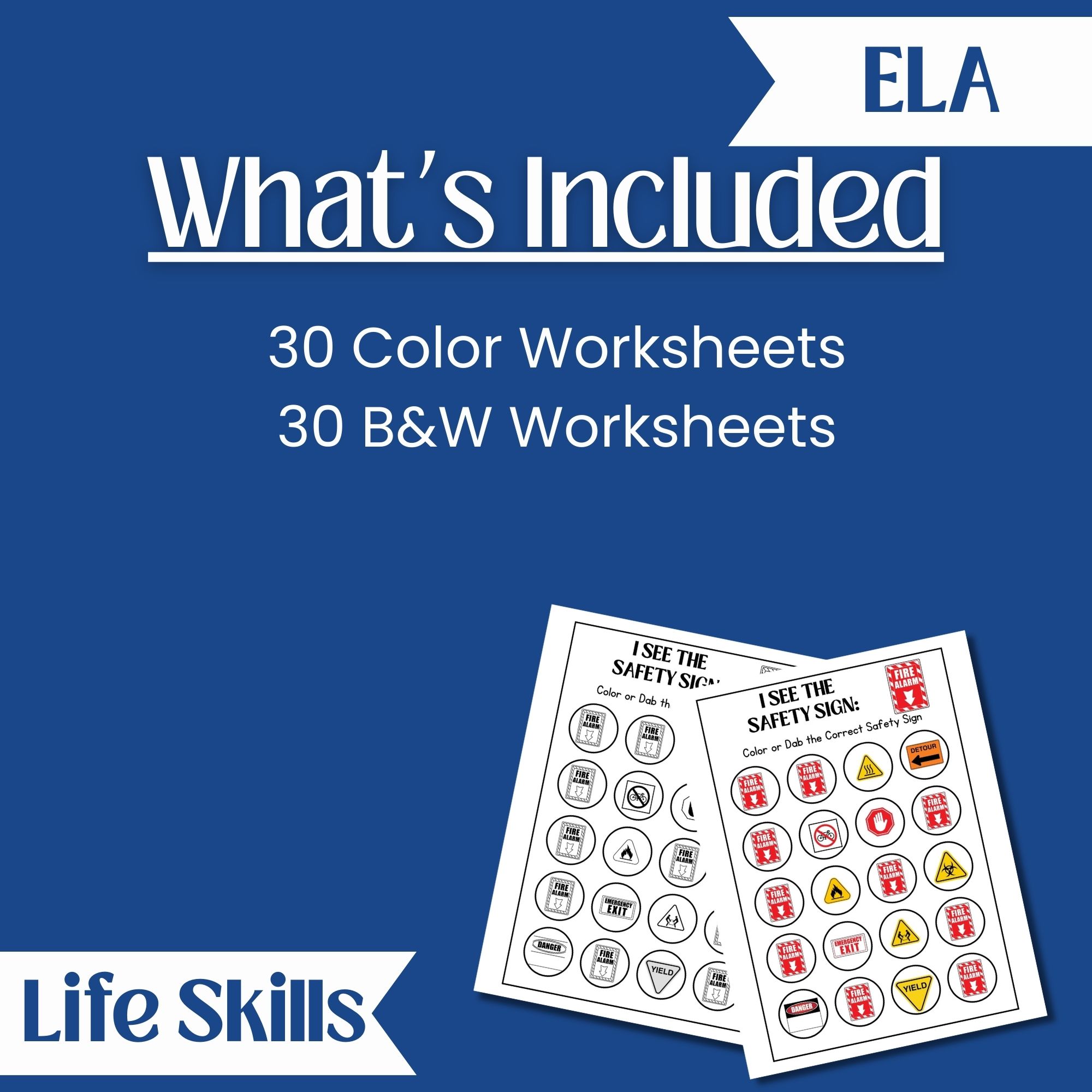 Life Skills Safety Sign Worksheets – Early Learning, Special Education ...