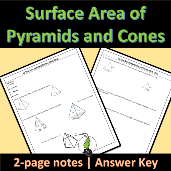 Surface Area of Pyramids and Cones Geo Guided Notes Surface Area and ...