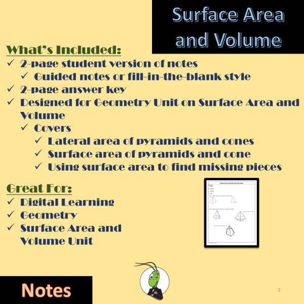 Surface Area of Pyramids and Cones Geo Guided Notes Surface Area and ...