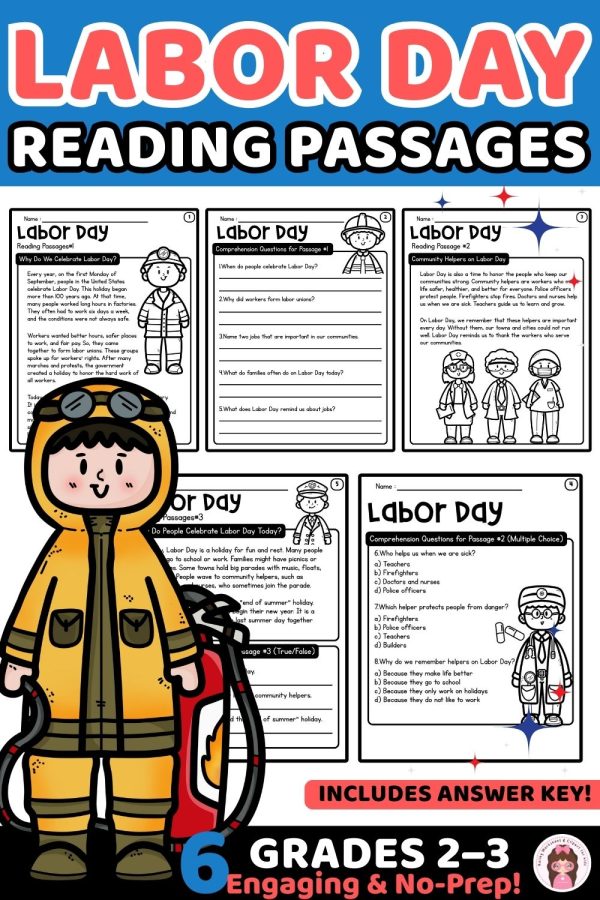 Labor Day Reading Passages Comprehension Worksheets Grades 2–3 | Made ...