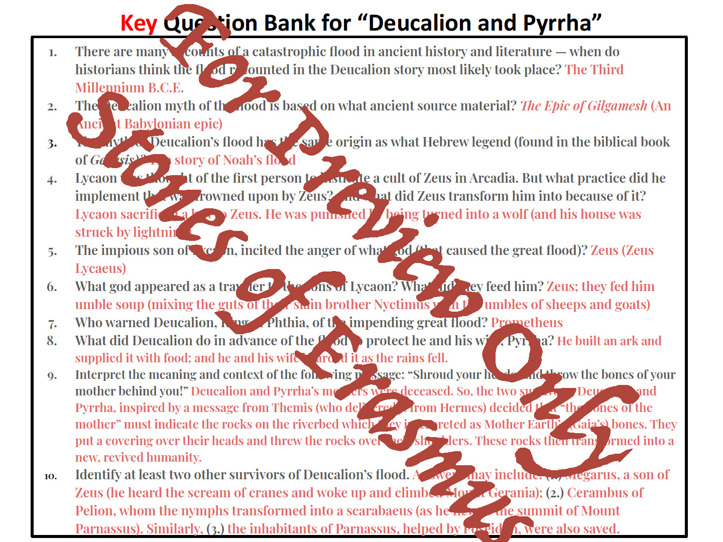 Deucalion & Pyrrha Flood Myth Greek Mythology Study Series for Grades 8 ...