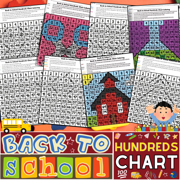 First Day Of Back To School Hundreds Chart Mystery Pictures Math ...
