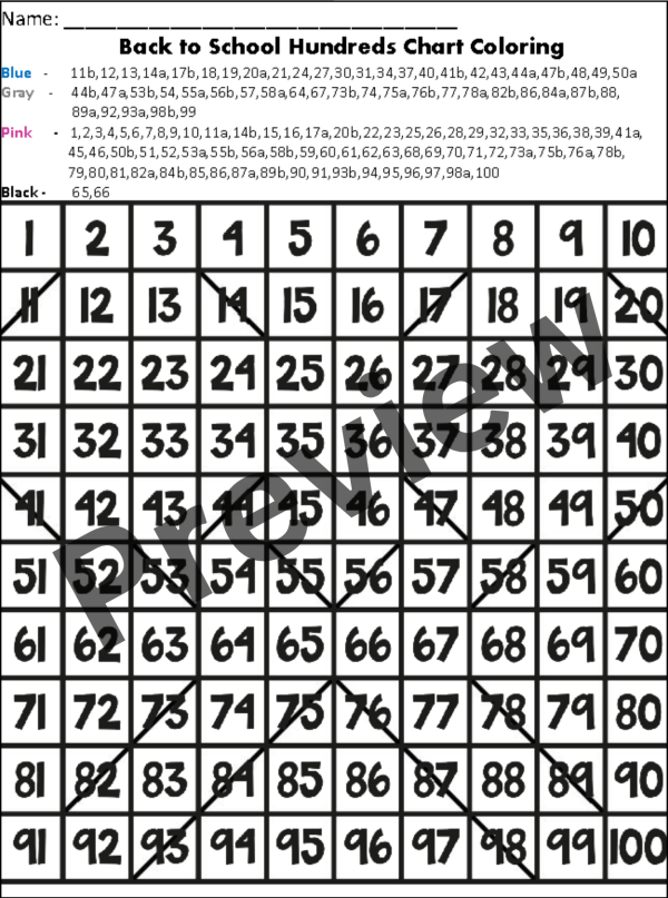 First Day Of Back To School Hundreds Chart Mystery Pictures Math ...