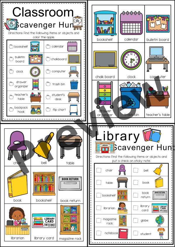 First Day Of Back To School and Library Scavenger Hunt | Open House ...