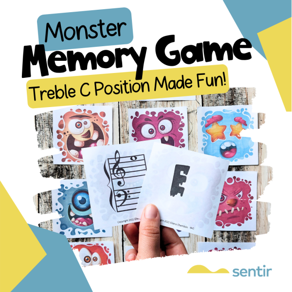 Monster Memory – Treble Clef C Position Note Naming | Printable Music ...