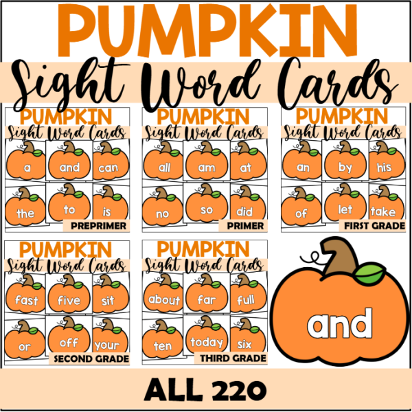 Pumpkin Sight Word Cards for All 220 | Made By Teachers