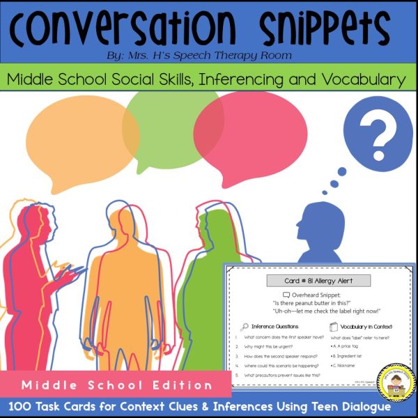 Middle School Speech Therapy Social Skills Inferences Vocabulary ...